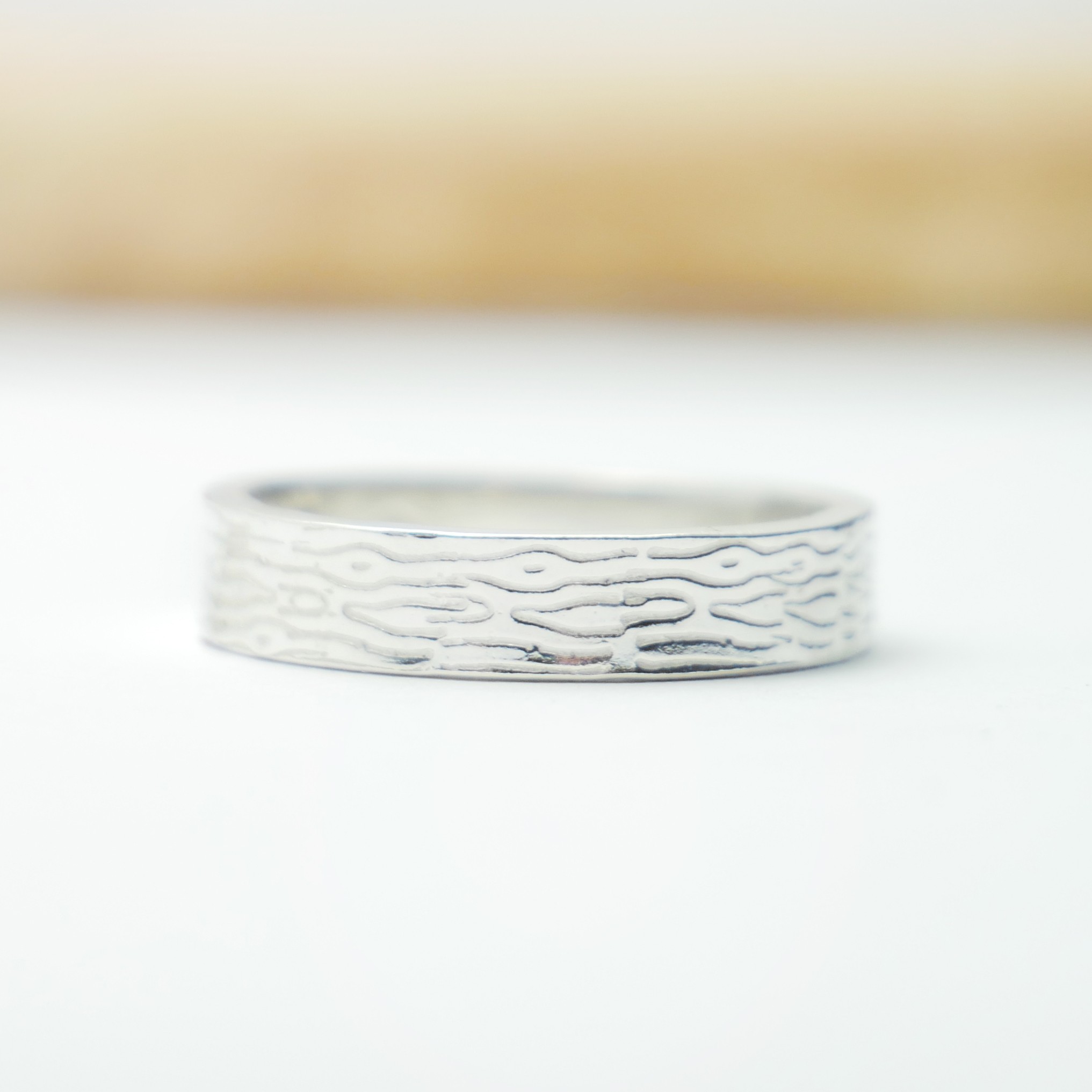 Bark wedding ring 2 recycled 925 silver for women and for men All 9...