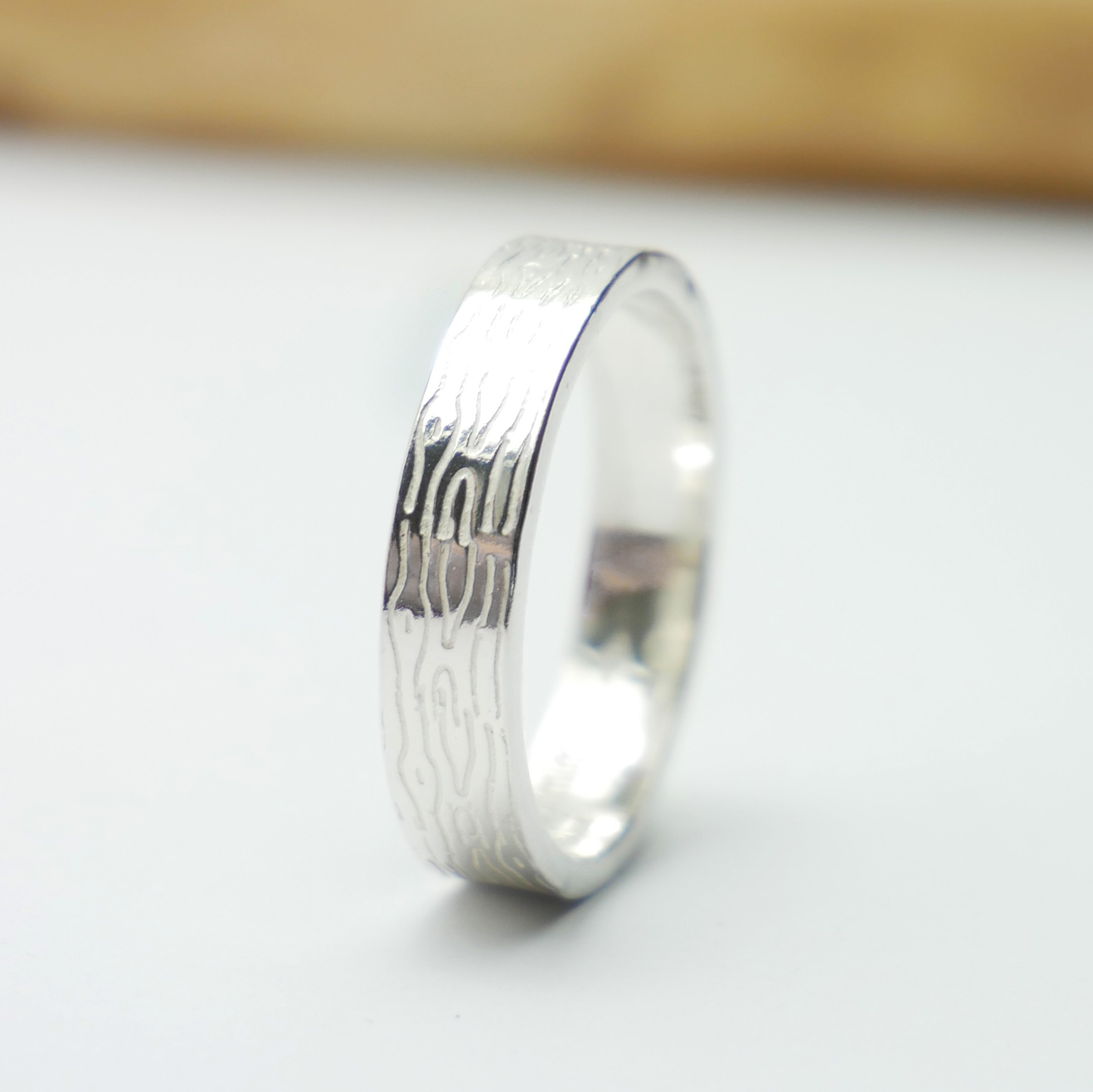 Bark wedding ring 2 recycled 925 silver for women and for men All 9...