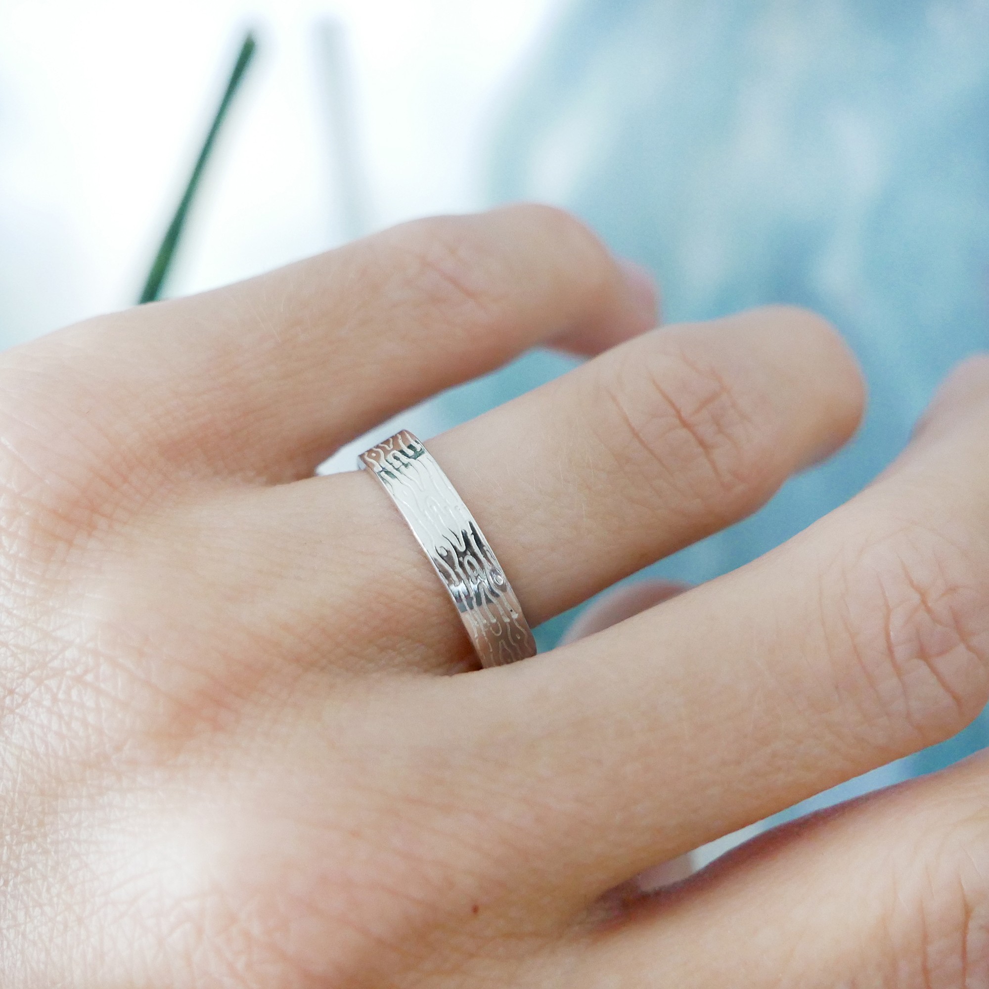 Bark wedding ring 2 recycled 925 silver for women and for men All 9...