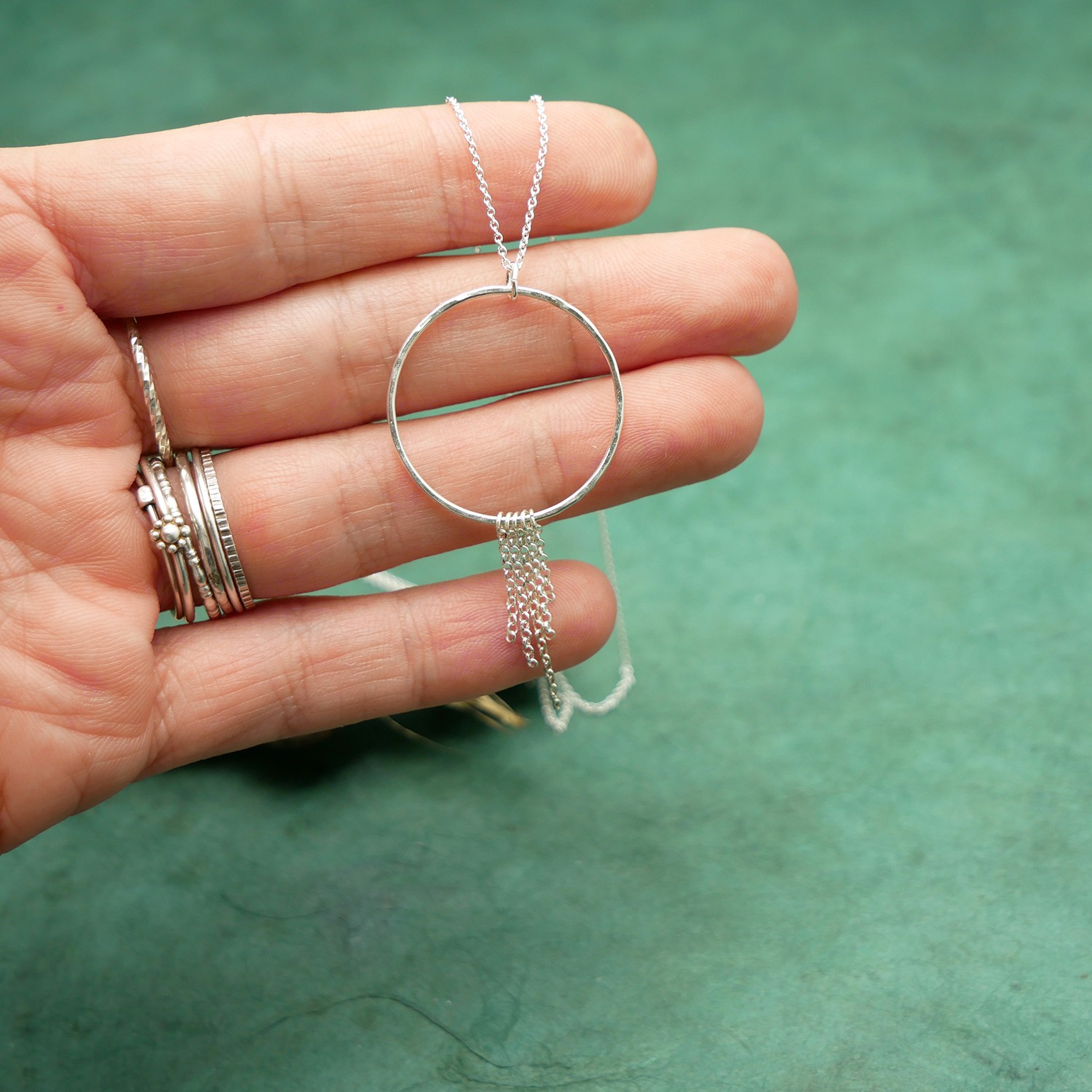 Collier grand rond avec chaines Maya en argent 925 recyclé et surcy...