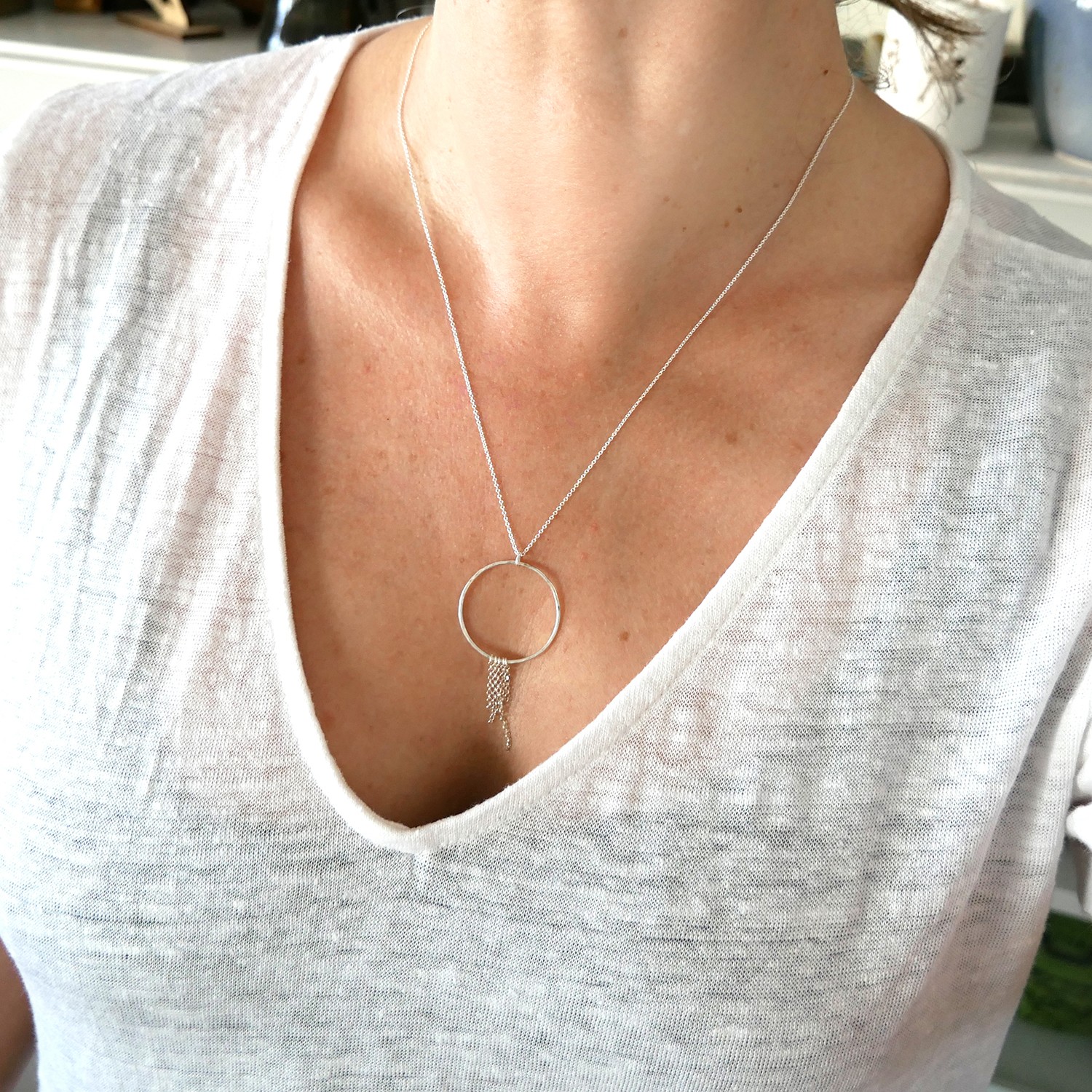 Collier grand rond avec chaines Maya en argent 925 recyclé et surcy...