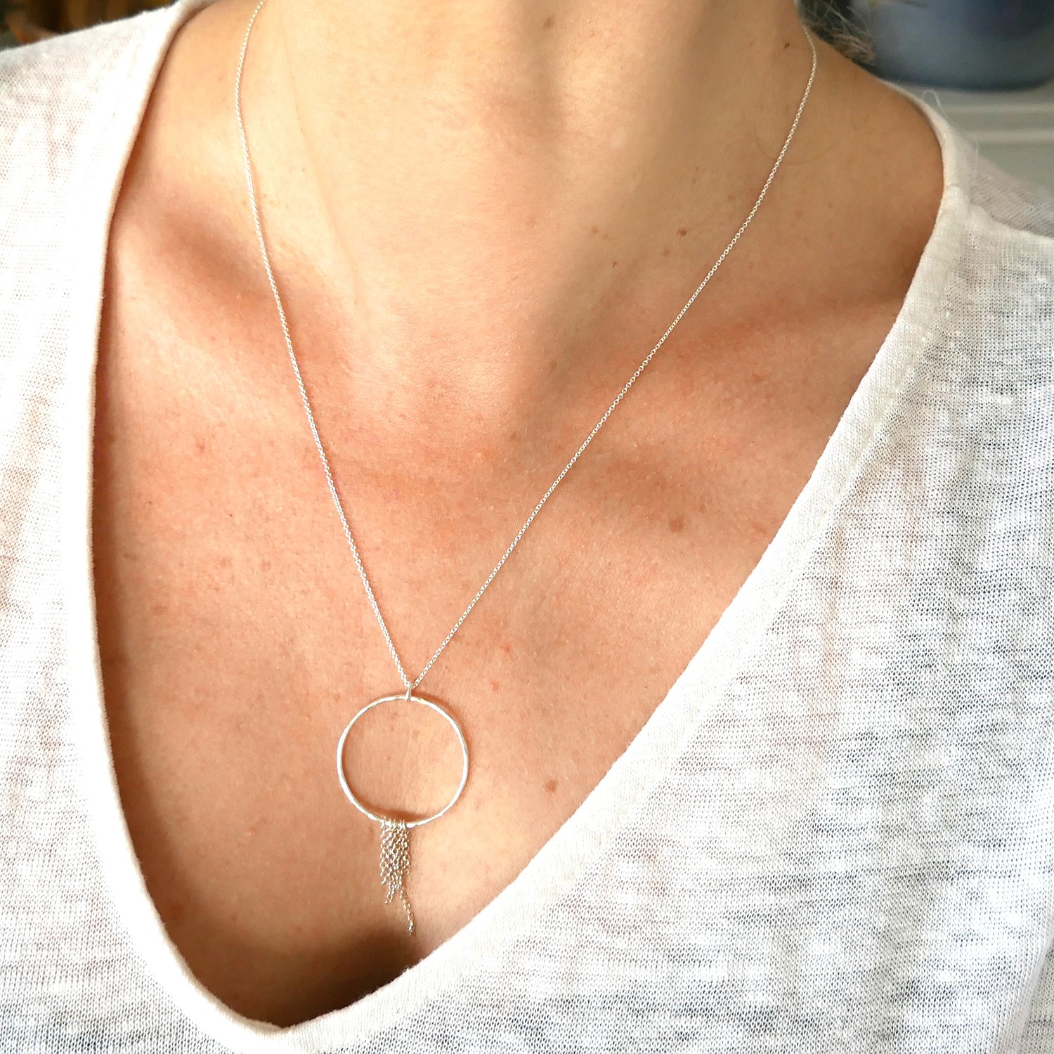 Collier grand rond avec chaines Maya en argent 925 recyclé et surcy...