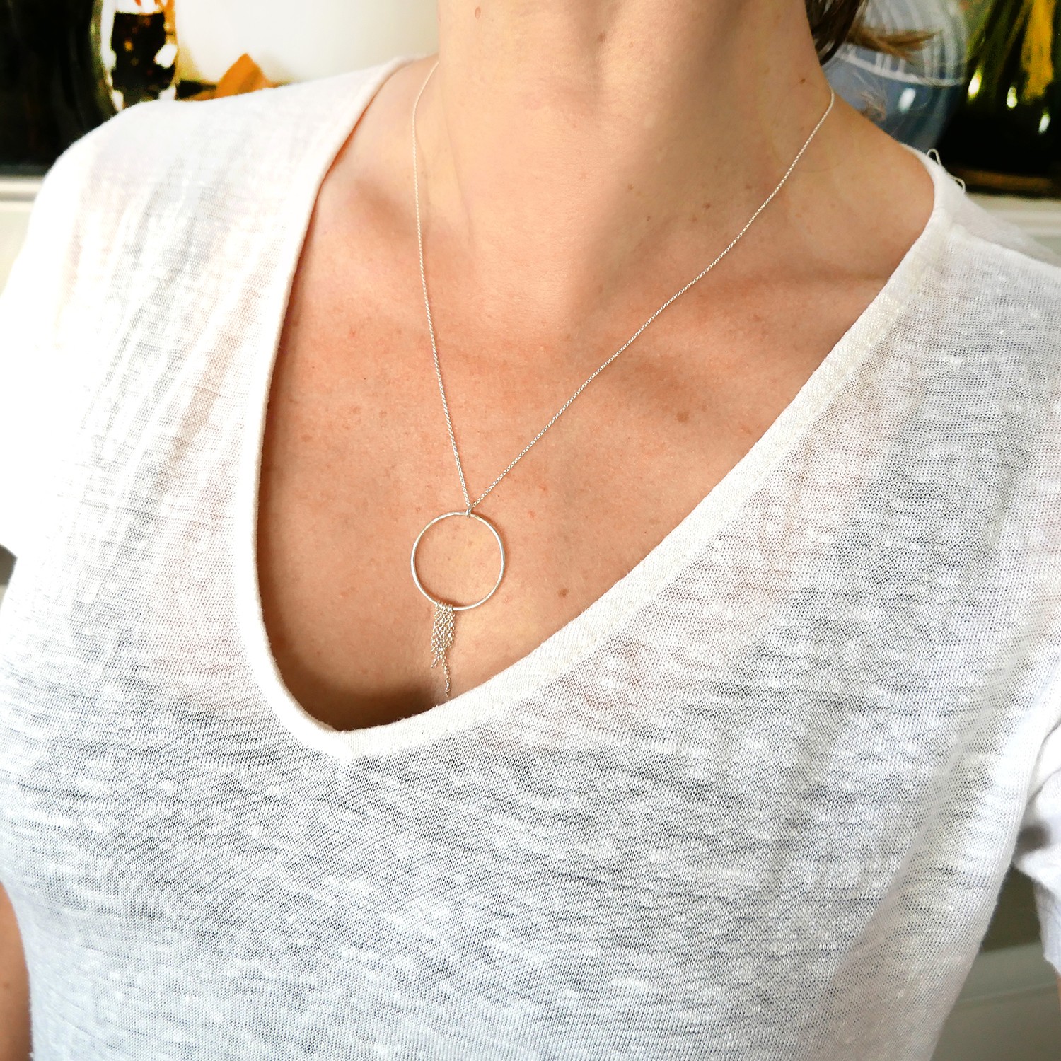 Collier grand rond avec chaines Maya en argent 925 recyclé et surcy...